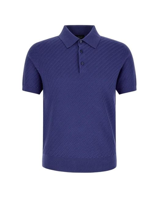 Brioni Textured-Weaving Polo Shirt in Blue for Men | Lyst UK