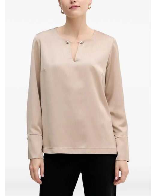 Joseph Ribkoff Keyhole Cuff-Detail Blouse in Natural | Lyst UK