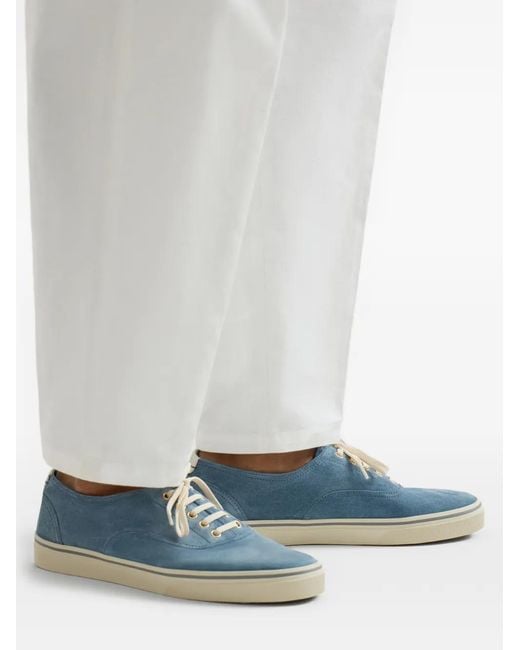 Brunello Cucinelli Reversed Leather Sneakers in Blue for Men | Lyst UK