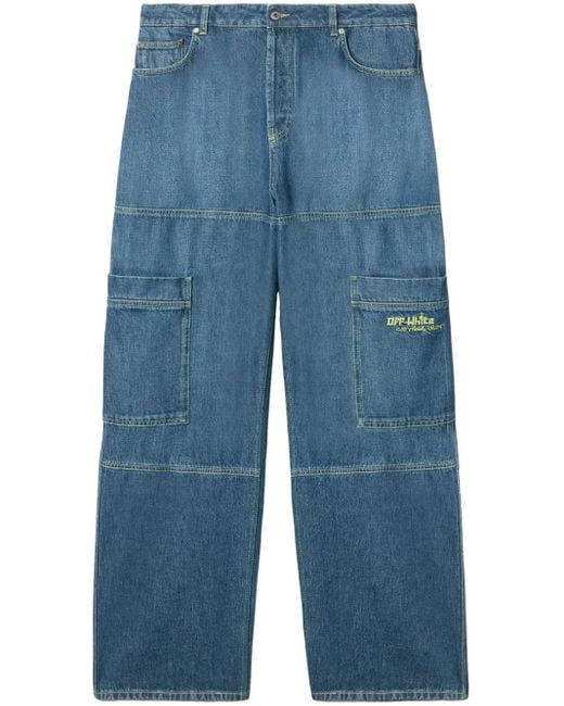 Off-White c/o Virgil Abloh Irregular Cargo Jeans in Blue for Men | Lyst UK