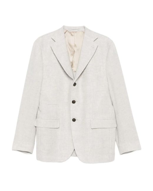 Eleventy Three-Button Pocket Blazer in White for Men | Lyst UK