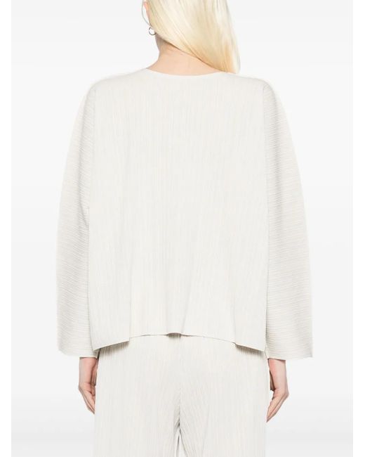 Pleats Please Issey Miyake A-Poc Shell Pleated Top in White | Lyst