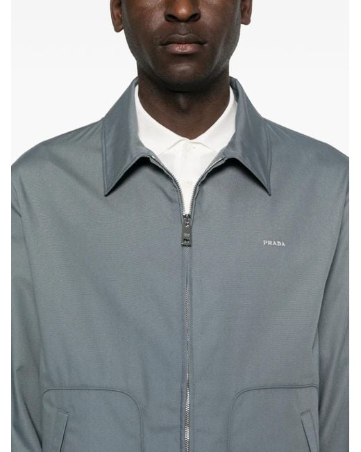 Prada Triangle-Logo Jacket in Blue for Men | Lyst UK