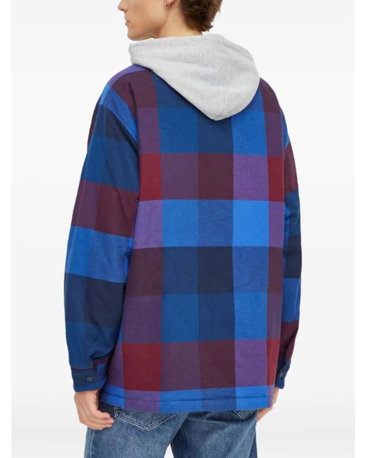 Levi's Hooded Check Jacket in Blue for Men | Lyst UK