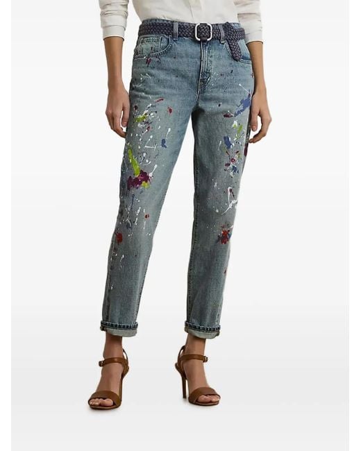 Ralph Lauren Paint-Splatter Boyfriend Jeans in Blue | Lyst UK