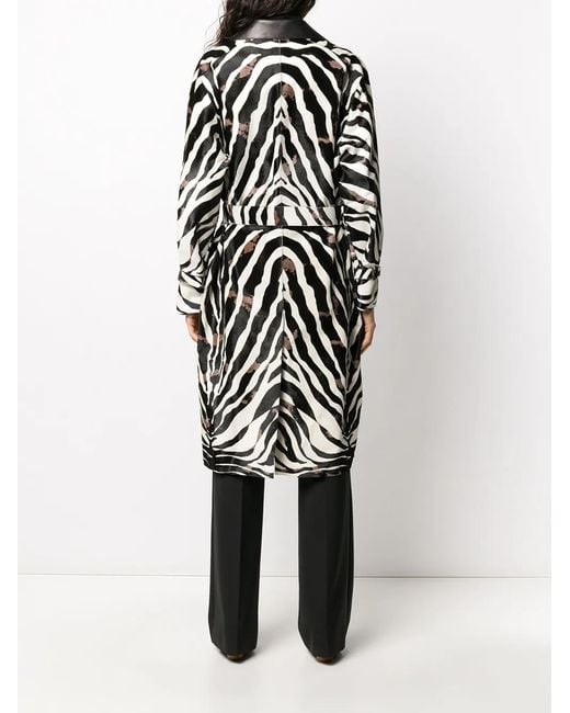 Tod's Zebra Print Calf Hair Trench Coat in Black | Lyst UK