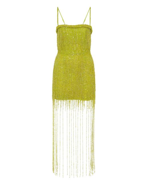Rachel Gilbert Presley Beaded Fringed Mini Cocktail Dress in Yellow ...