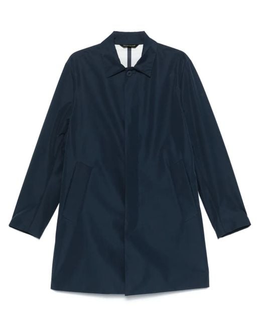 Manuel Ritz Rubberised-Logo Trench Coat in Blue for Men | Lyst