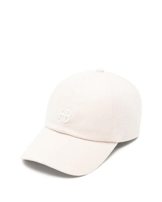 Anine Bing Jeremy Logo-Embroidery Cap in Natural | Lyst
