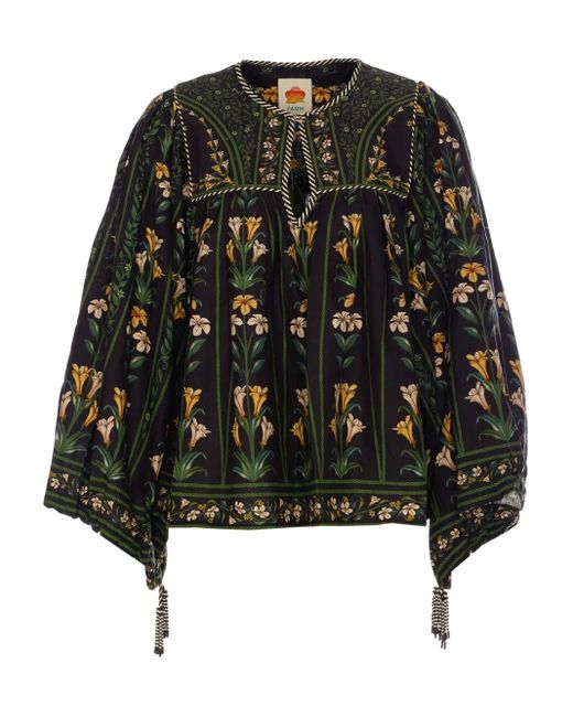 FARM Rio Flowers Arch Blouse in Black | Lyst