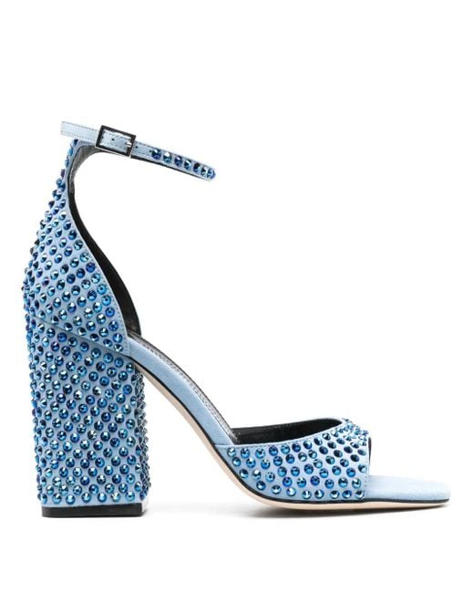 Paris Texas Holly Fiona 100Mm Rhinestone Sandals in Blue | Lyst