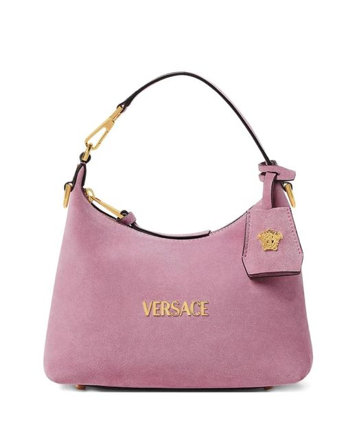 Versace Tag Logo Shoulder Bag in Pink | Lyst UK