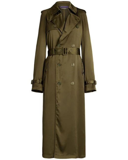 Ralph Lauren Belted Trench Coat in Green | Lyst