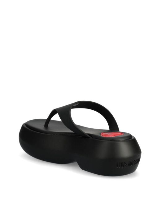 Love Moschino 70Mm T-Bar Platform Flip Flops in Black | Lyst