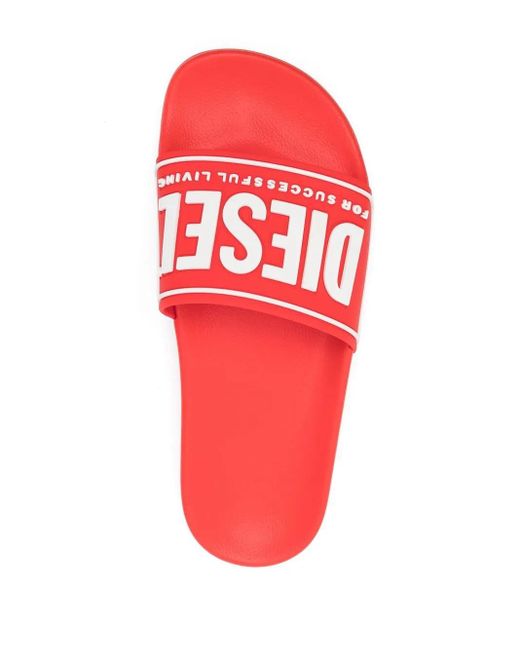 DIESEL Sa-Mayemi Cc W Logo-Embossed Sildes in Pink | Lyst