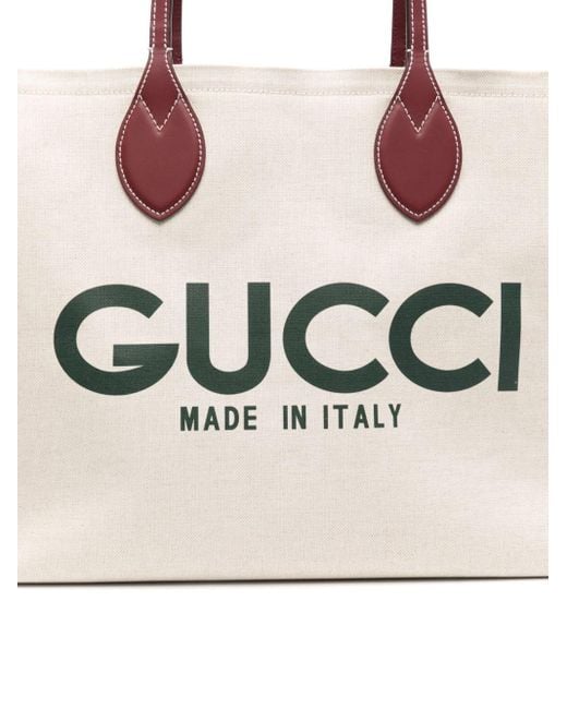 Gucci Large -Print Tote Bag in Natural | Lyst UK