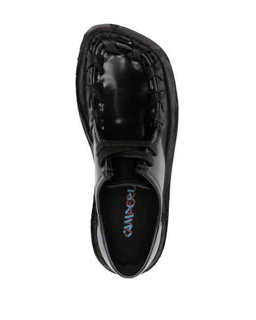 Camper Eki Whipstitched Leather Derby Shoes in Black | Lyst