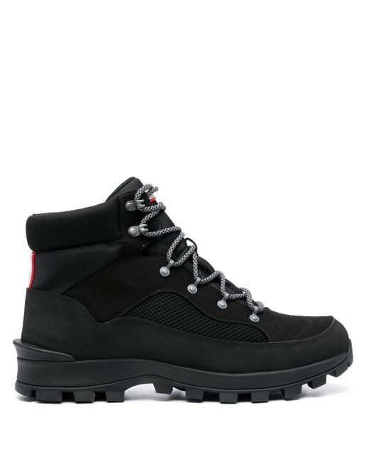 Hunter Explorer Lace Up Commando Boots In Black For Men Lyst