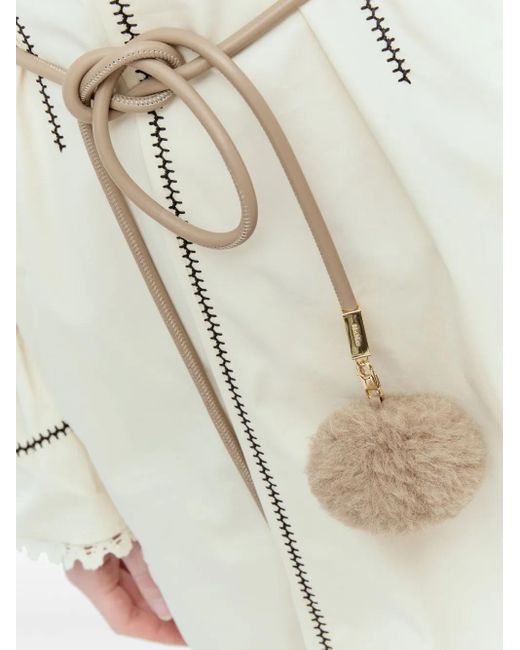 Max Mara Leather-Cord Pom-Pom Belt in White | Lyst