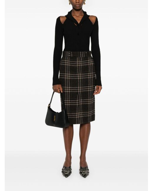 Petar Petrov Check-Pattern Midi Skirt in Black | Lyst