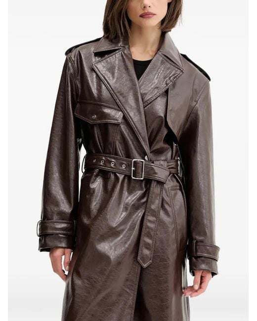 HUGO Belted Trench Coat in Brown | Lyst UK