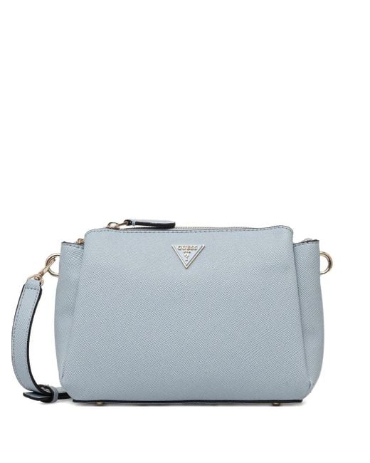 Guess Noelle Triangle-Logo Crossbody Bag in Grey | Lyst UK