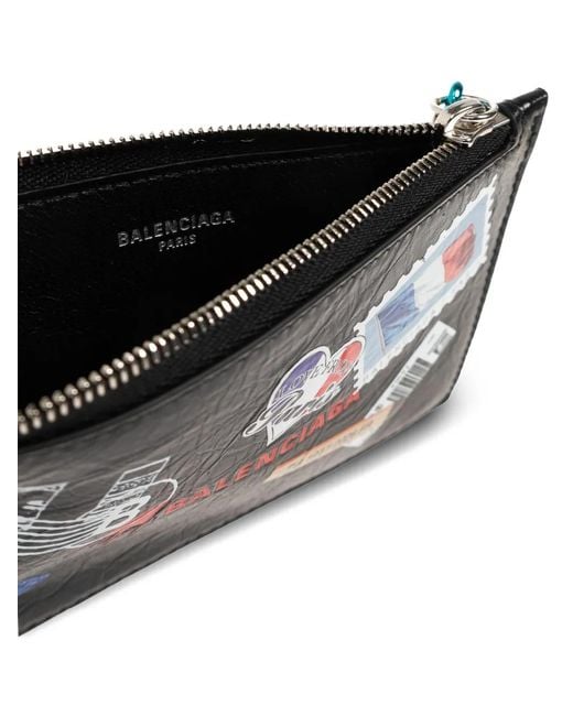 Balenciaga Cash Sticker-Print Eiffel Tower-Charm Cardholder in Black ...