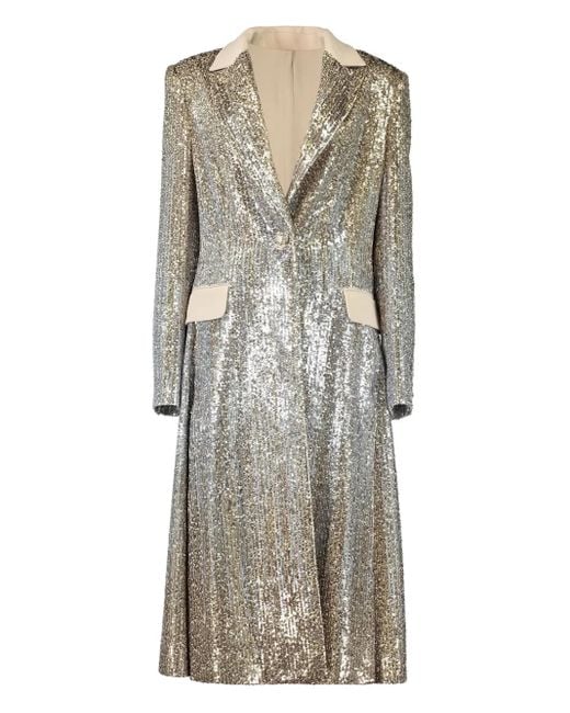 Elie Saab Sequin-Embroidered Coat in Grey | Lyst UK