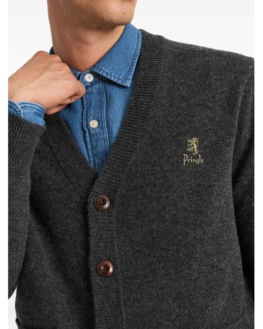 Pringle of Scotland Logo Cardigan in Black for Men | Lyst UK