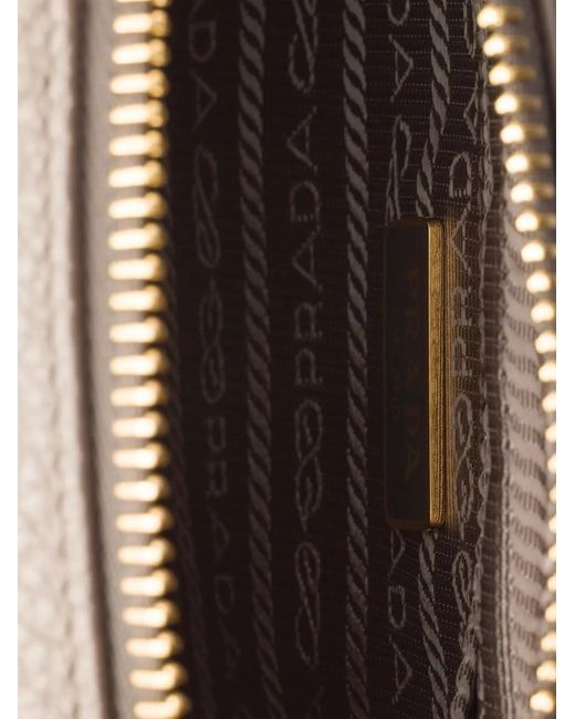 Prada Mini Zip Triangle-Logo Leather Shoulder Bag in Brown | Lyst UK