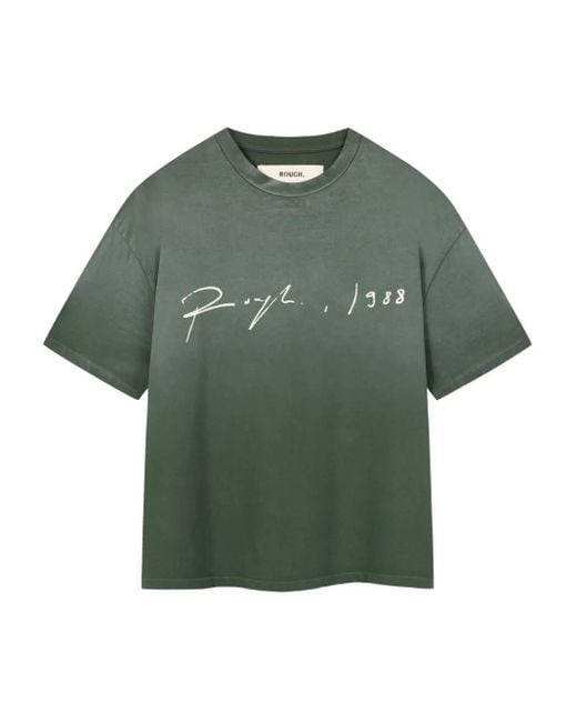 ROUGH Signature-Print T-Shirt in Green | Lyst UK
