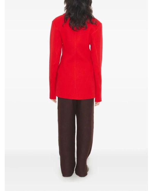 Tory Burch Half-Zip Wool Polo Shirt in Red | Lyst UK