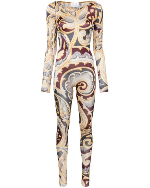 Wolford X Etro Paisley-Print Catsuit in Natural | Lyst
