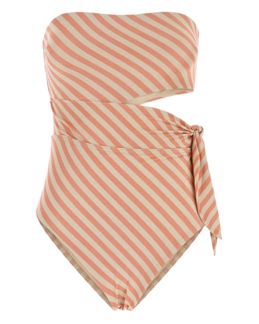 Zimmermann Cascadian Embroidered Striped Swimsuit in Pink | Lyst UK