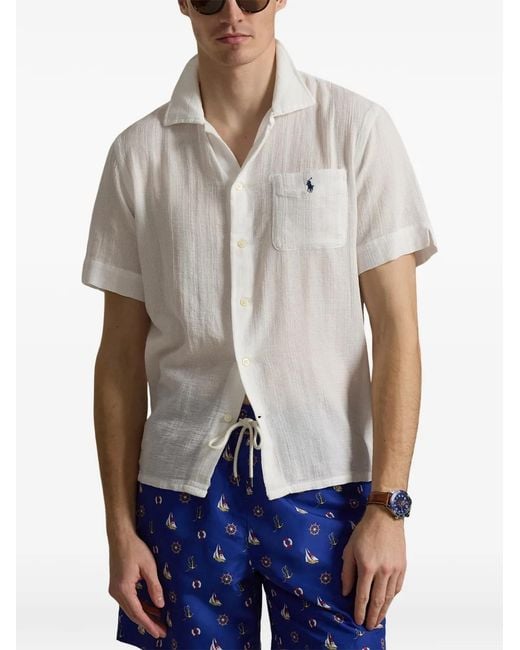 Polo Ralph Lauren Embroidered Pocket Shirt in White for Men | Lyst UK