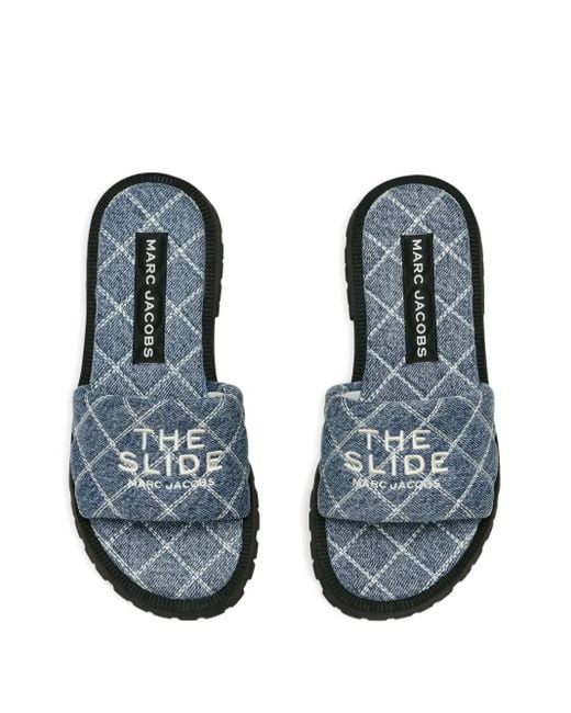 Marc Jacobs The Quilted Denim Slides in Blue | Lyst