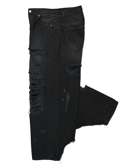 Vetements Ripped Wide-Leg Cotton Denim Jeans in Black | Lyst Vetements Ripped Wide-Leg Cotton Denim Jeans in Black | Lyst