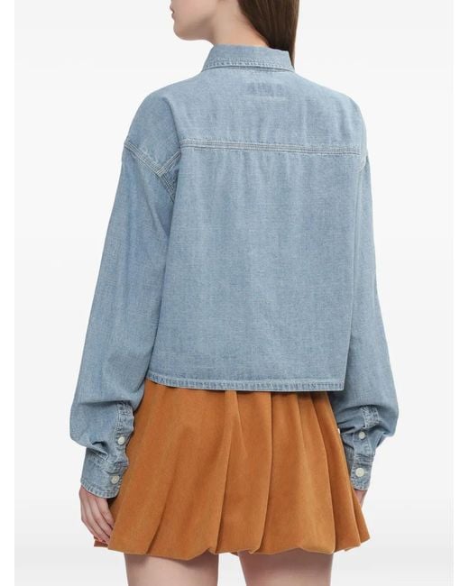 AAPE BY A BATHING AP Chest-Pocket Cropped Shirt in Blue | Lyst UK