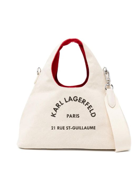 KARL LAGERFELD Mini Rue St-Guillaume Tote Bag in Natural | Lyst UK
