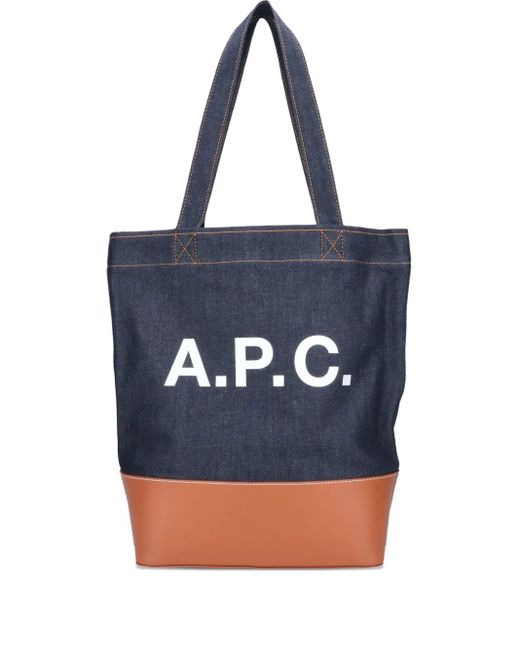 A.P.C. Denim Logo Tote Bag in Blue | Lyst UK
