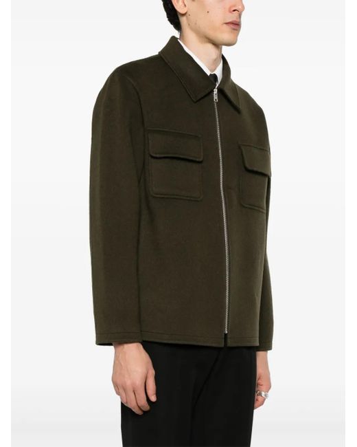 Sandro Zip-Up Overshirt in Black for Men | Lyst