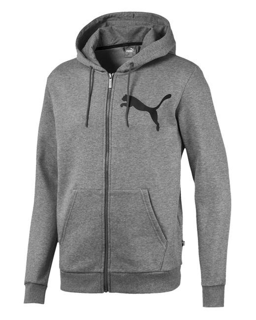 PUMA Big Logo Fleece Zip-Up Hoodie in Grey for Men | Lyst UK
