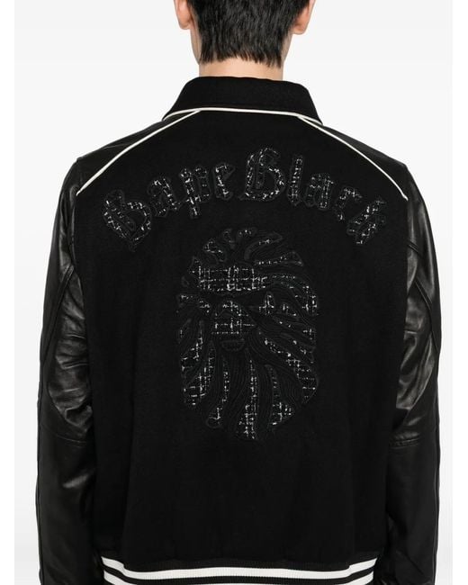 A Bathing Ape Logo-Varsity Jacket in Black for Men | Lyst UK