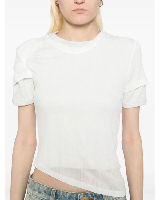 Christopher Esber Sheer Ribbed T-Shirt in White | Lyst