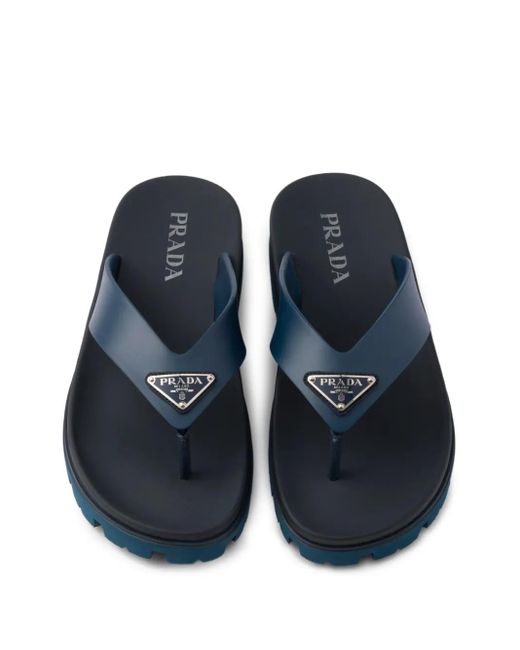 Prada Logo-Embellished Flip Flops in Blue for Men | Lyst