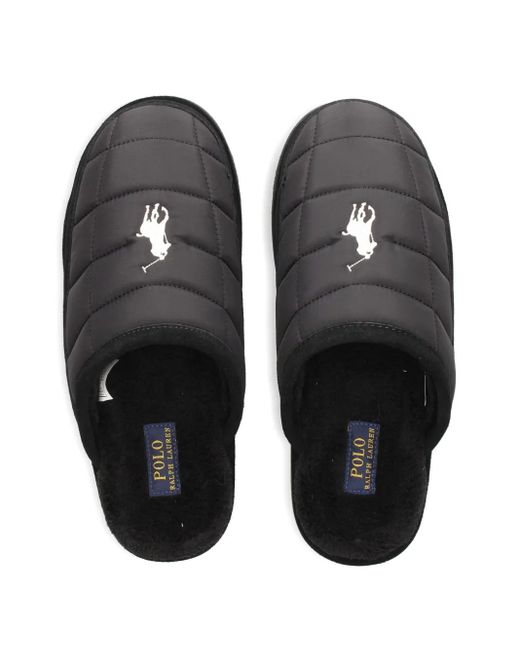 Polo Ralph Lauren Reade Suede-Trim Slippers in Black for Men | Lyst