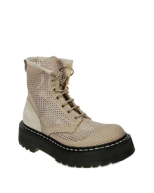 Premiata Mesh Combat Boots in Natural | Lyst