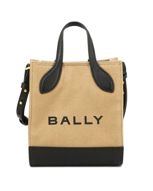 Bally Bar Logo-Print Tote Bag in Natural | Lyst