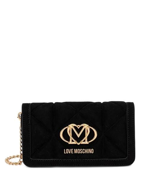 Love Moschino Logo-Plaque Crossbody Bag in Black | Lyst UK