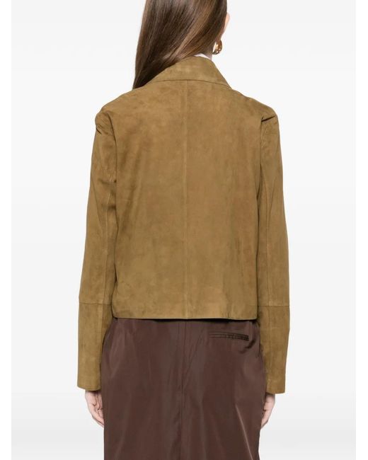 Arma Button Suede Jacket in Natural | Lyst UK